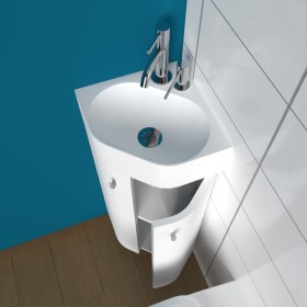 Petit lave mains WC d'angle à suspendre - Komet