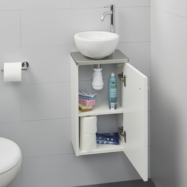 Petit meuble lave main WC avec vasque ronde - Uno